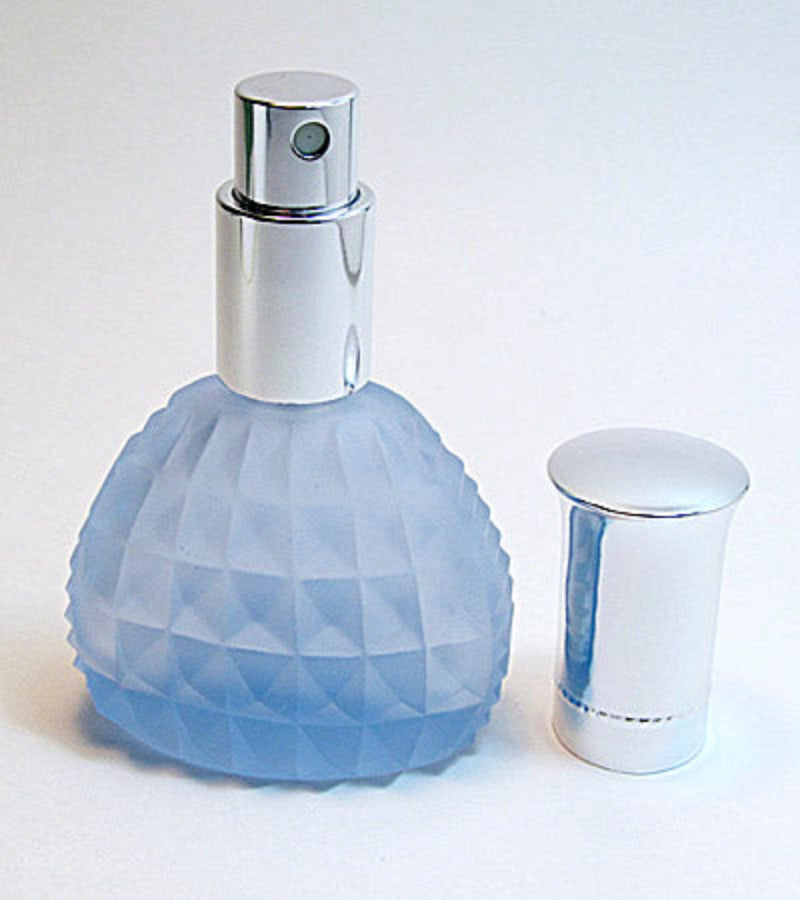 Blue Frosted Crystal Glass Perfume Bottle With Leakage Proof Atomizer ...