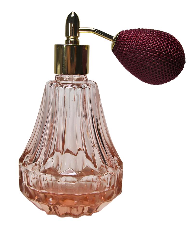 Light Red Crystal Glass Perfume Bottle With Burgundy Bulb Spray Mounti ...